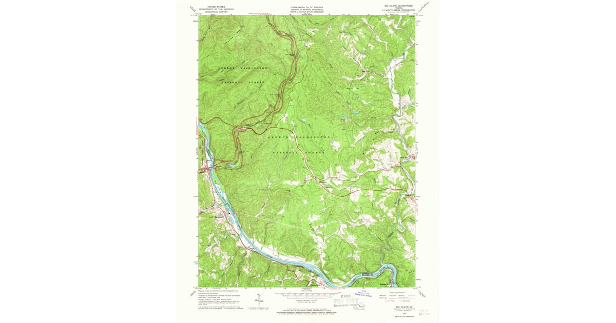 1965 Map of Big Island, VA — High-Res | Pastmaps