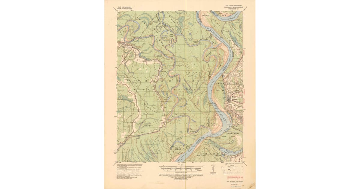 1939 Map of Big Island, Desha County, AR — High-Res | Pastmaps