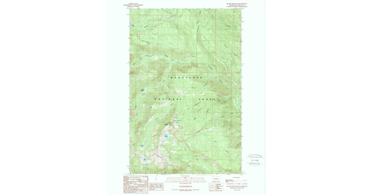 1989 Map of Big Jim Mountain, Chelan County, WA — High-Res | Pastmaps
