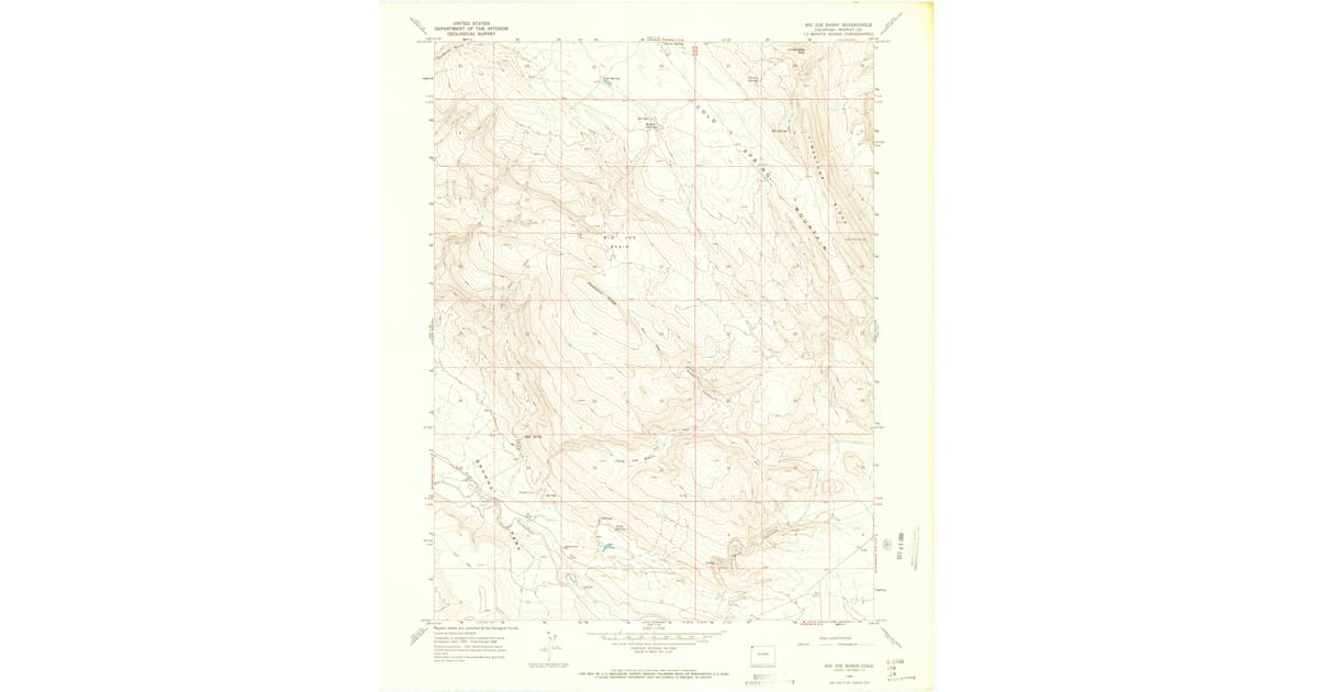 1966 Map of Big Joe Basin, Moffat County, CO — High-Res, 1969 Print #2 ...
