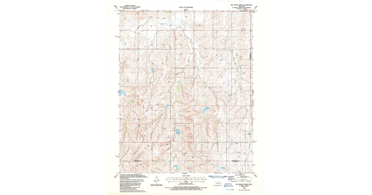 1987 Map of Big Kiowa Creek, Roger Mills County, OK — High-Res | Pastmaps