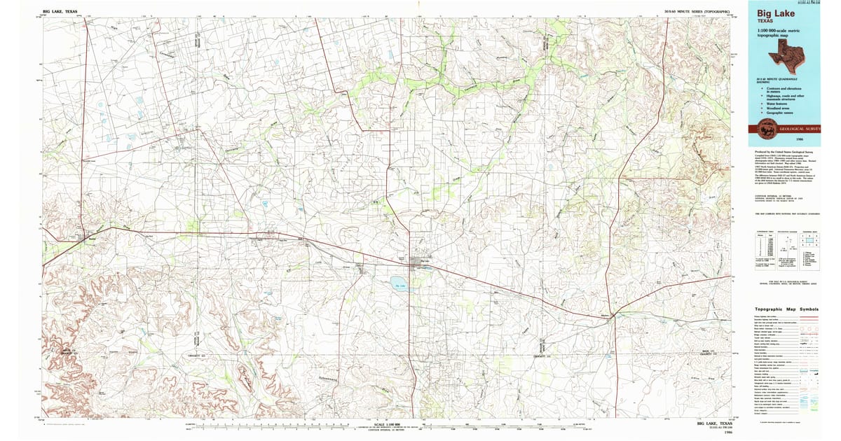 1986 Map of Big Lake, TX — High-Res | Pastmaps