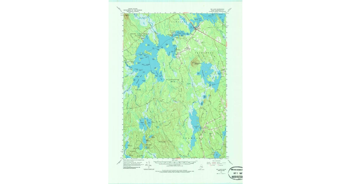 1963 Map of Big Lake, Washington County, ME — High-Res, 1987 Print ...