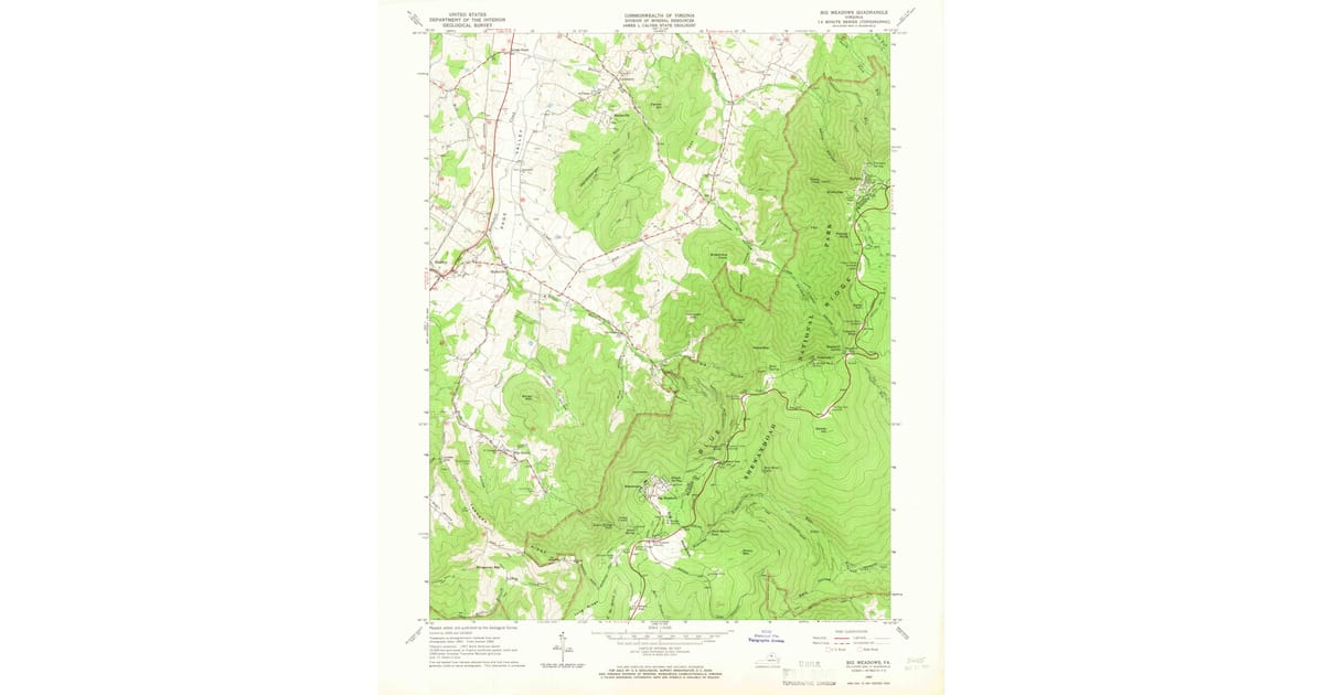 1965 Map of Big Meadows, Page County, VA — High-Res | Pastmaps