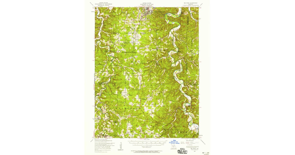 1954 Map of Big Piney, Pulaski County, MO — High-Res | Pastmaps