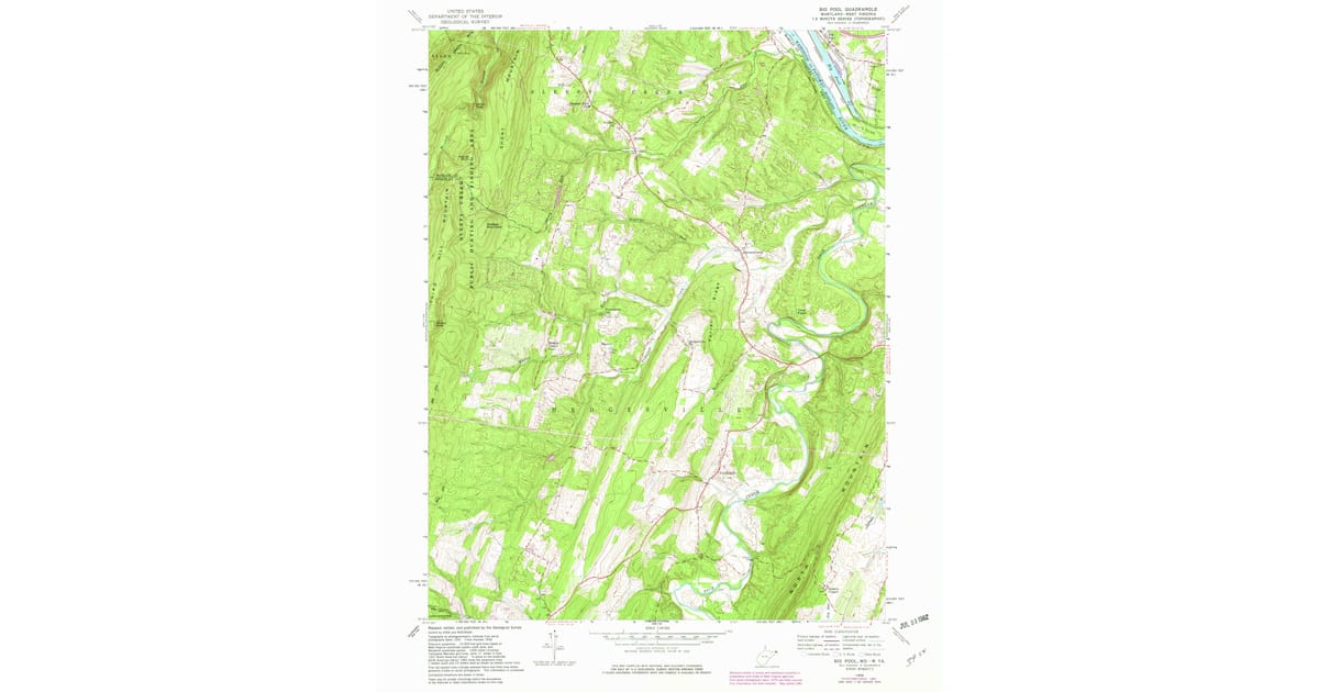 1958 Map of Big Pool, MD — High-Res, 1982 Print | Pastmaps