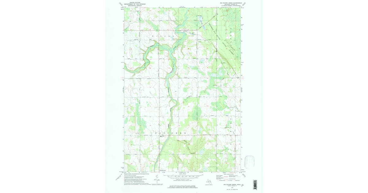 1972 Map of Big Ravine Creek, Alpena County, MI — High-Res | Pastmaps