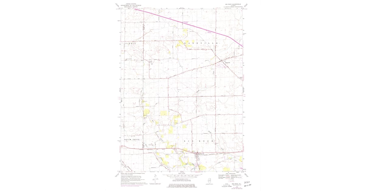 1968 Map of Big Rock, IL — High-Res, 1977 Print | Pastmaps