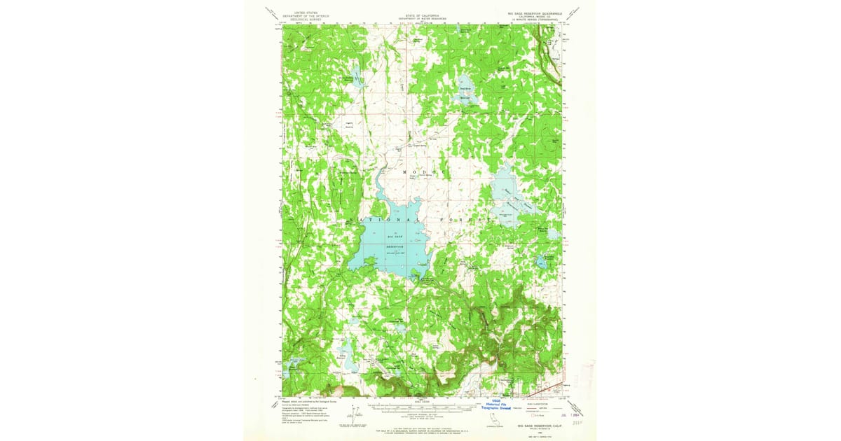 1962 Map of Big Sage Reservoir, Modoc County, CA — High-Res | Pastmaps