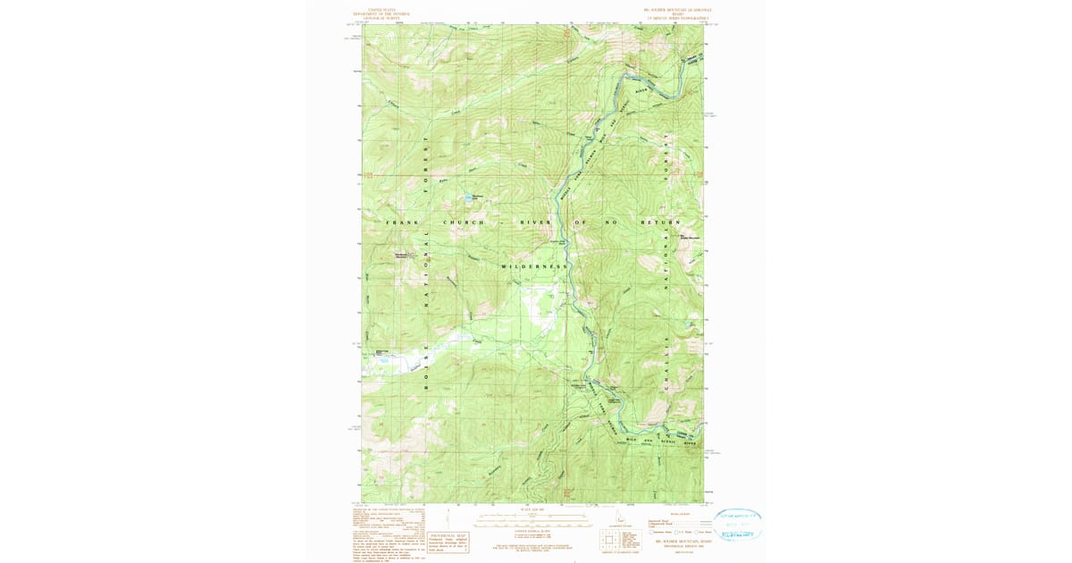 1990 Map of Big Soldier Mountain, Valley County, ID — High-Res | Pastmaps