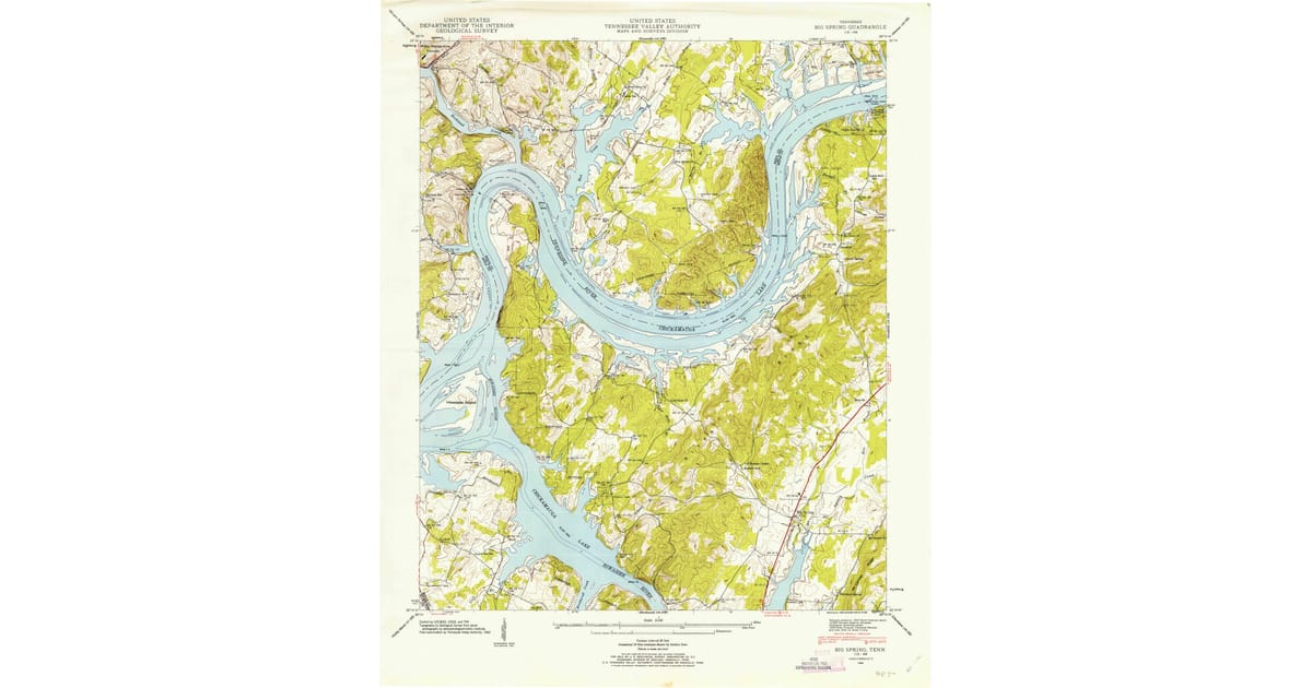 1942 Map of Big Spring, Meigs County, TN — High-Res | Pastmaps