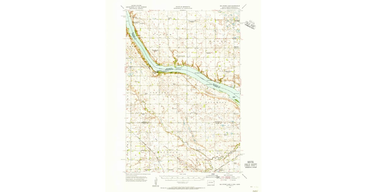 1954 Map of Big Stone Lake, Roberts County, SD — High-Res | Pastmaps