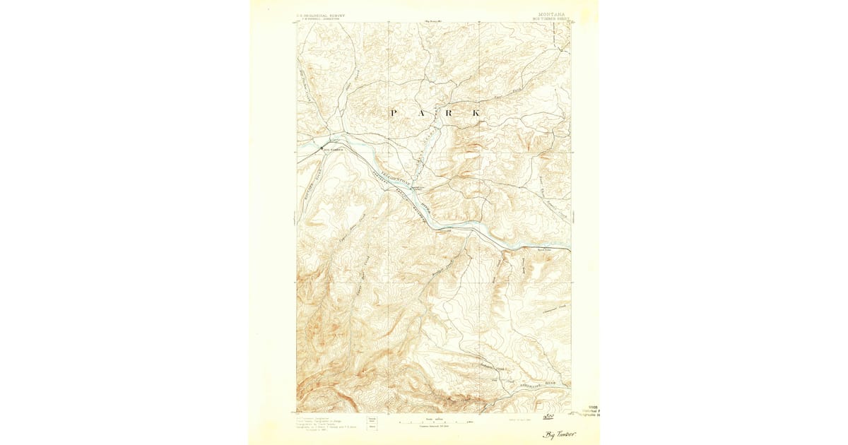 1893 Map of Big Timber, MT — High-Res | Pastmaps