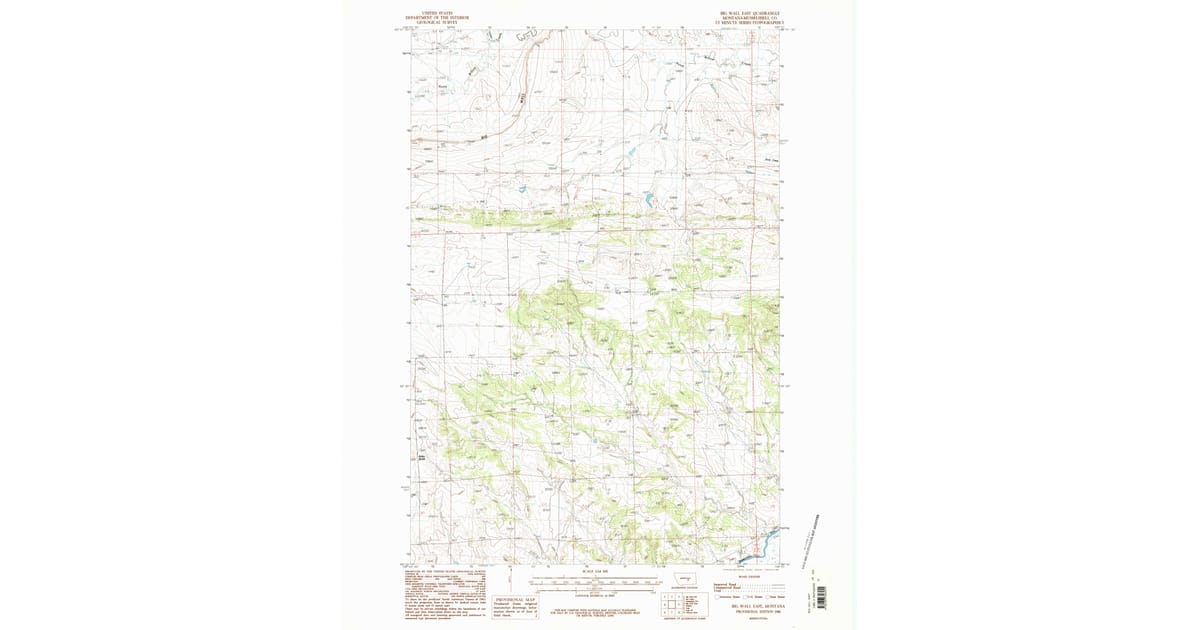 1986 Map of Big Wall East, Musselshell County, MT — High-Res | Pastmaps