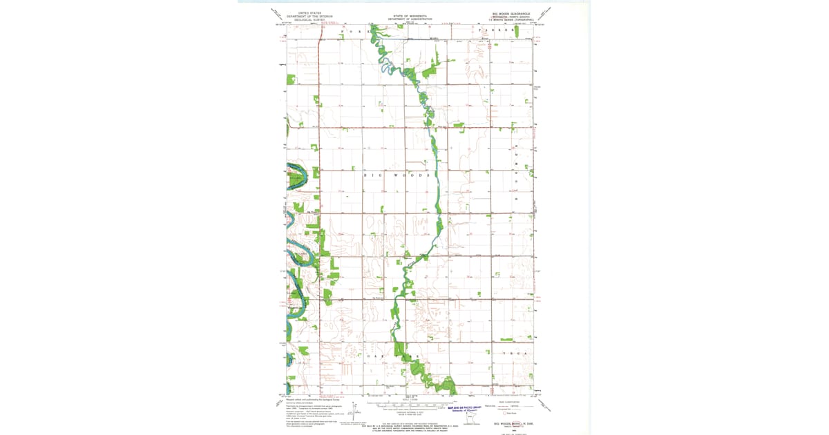 1966 Map of Big Woods, Marshall County, MN — High-Res | Pastmaps