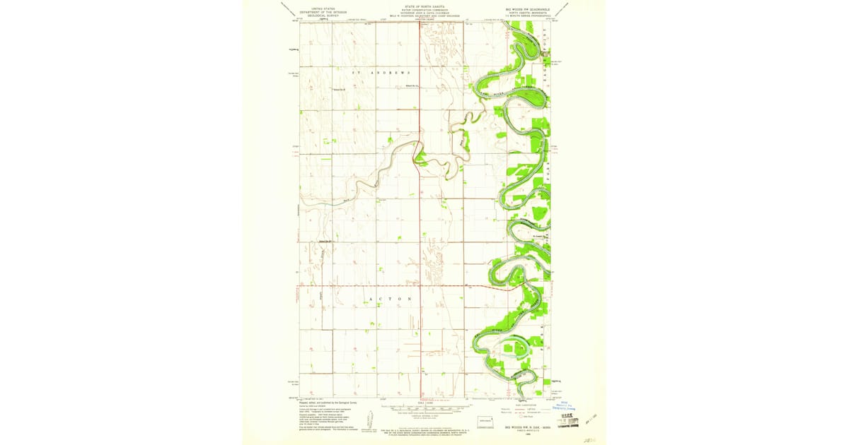 1960 Map of Big Woods NW, Walsh County, ND — High-Res | Pastmaps