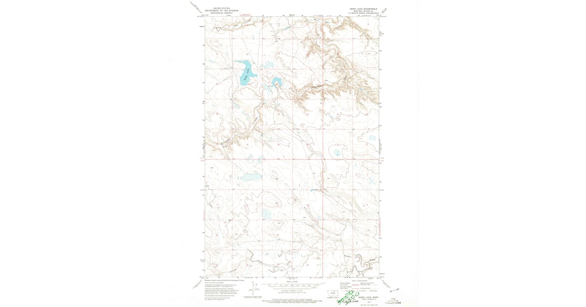 1971 Map of Bigby Lake, Blaine County, MT — High-Res | Pastmaps
