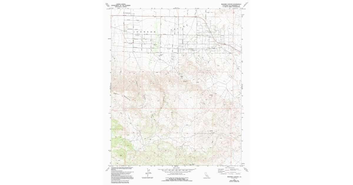 1972 Map of Bighorn Canyon, San Bernardino County, CA — High-Res, 1994 ...