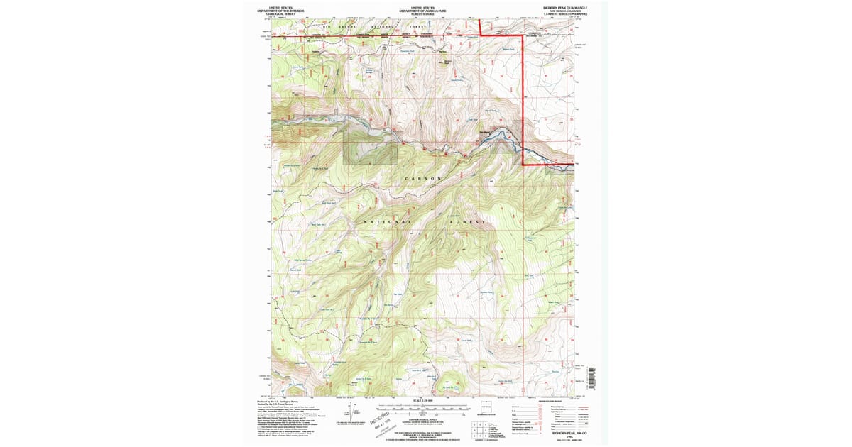 1995 Map of Bighorn Peak, Rio Arriba County, NM — High-Res | Pastmaps