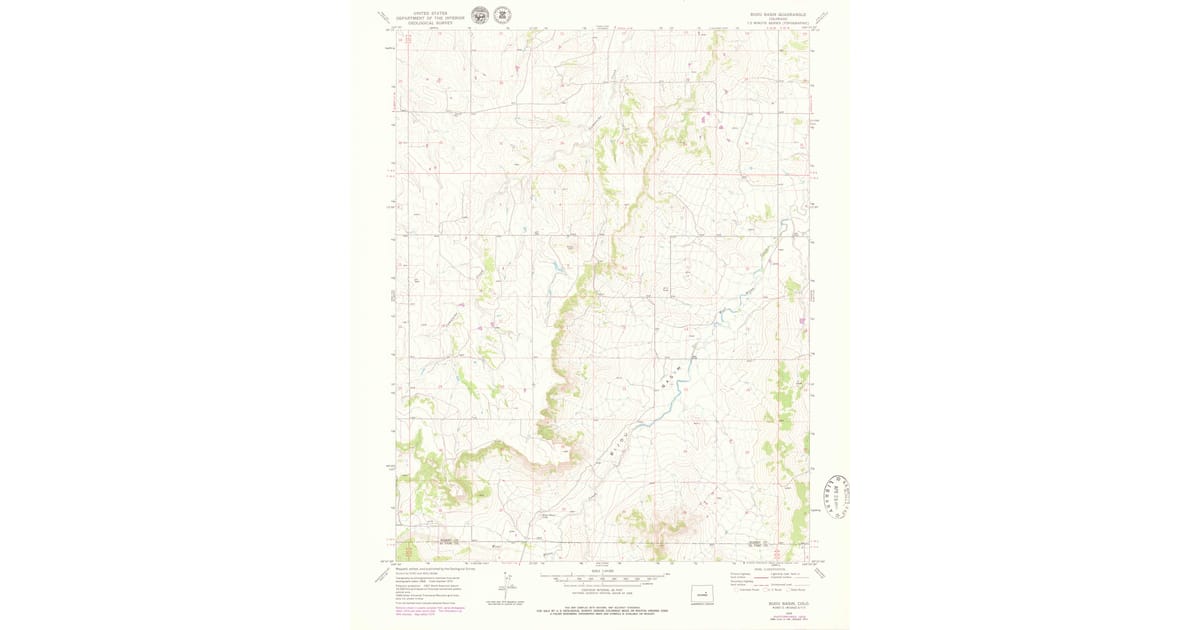 1970 Map of Bijou Basin, Elbert County, CO — High-Res, 1979 Print ...