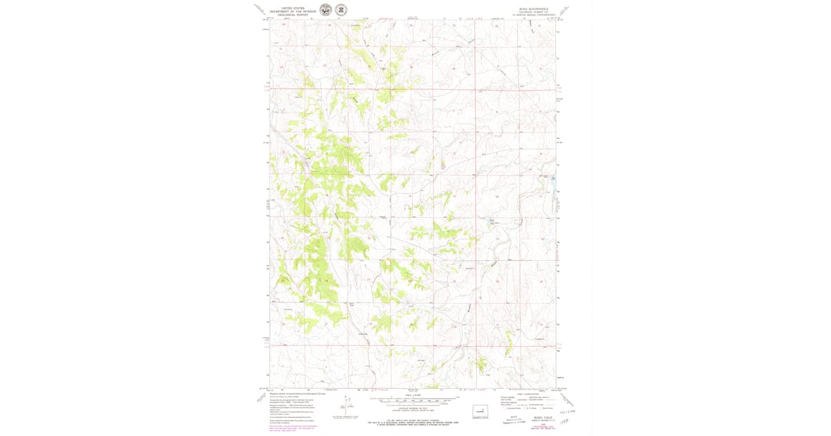 1970 Map of Bijou, Elbert County, CO — High-Res, 1979 Print | Pastmaps