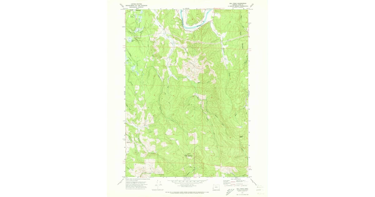 1971 Map of Bill Peak, Coos County, OR — High-Res | Pastmaps