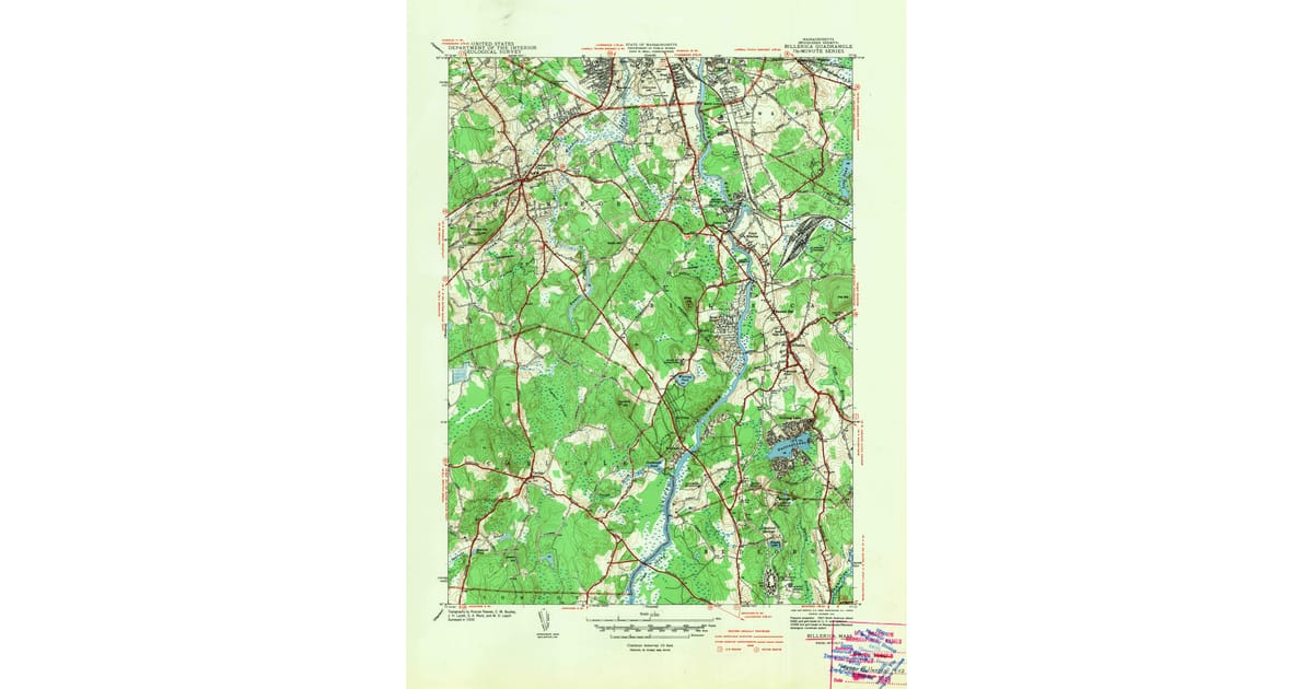 1942 Map of Billerica, Middlesex County, MA — High-Res | Pastmaps