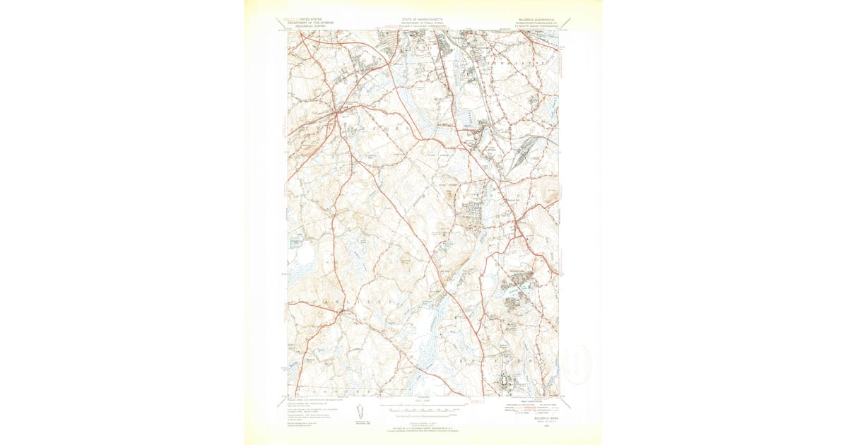1950 Map of Billerica, Middlesex County, MA — High-Res | Pastmaps