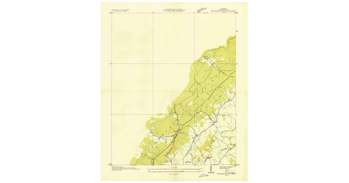 1935 Map of Billingsley Gap, Bledsoe County, TN — High-Res | Pastmaps
