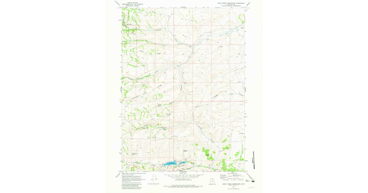 1969 Map of Birch Creek Reservoirs, Rich County, UT — High-Res, 1981 ...