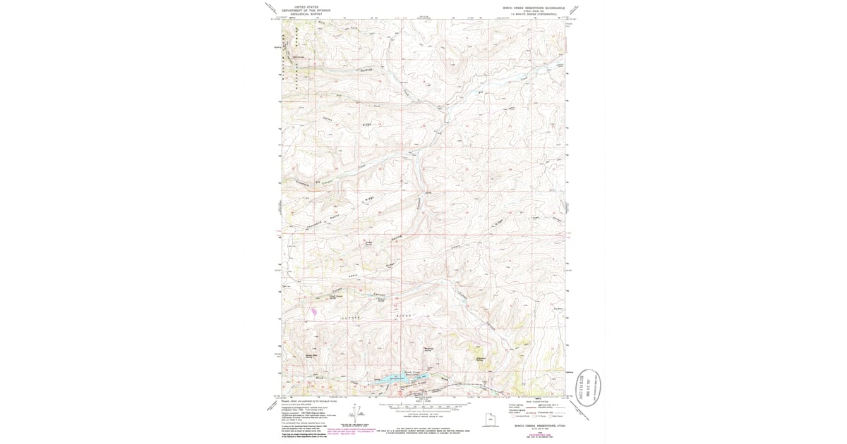 1969 Map of Birch Creek Reservoirs, Rich County, UT — High-Res, 1986 ...