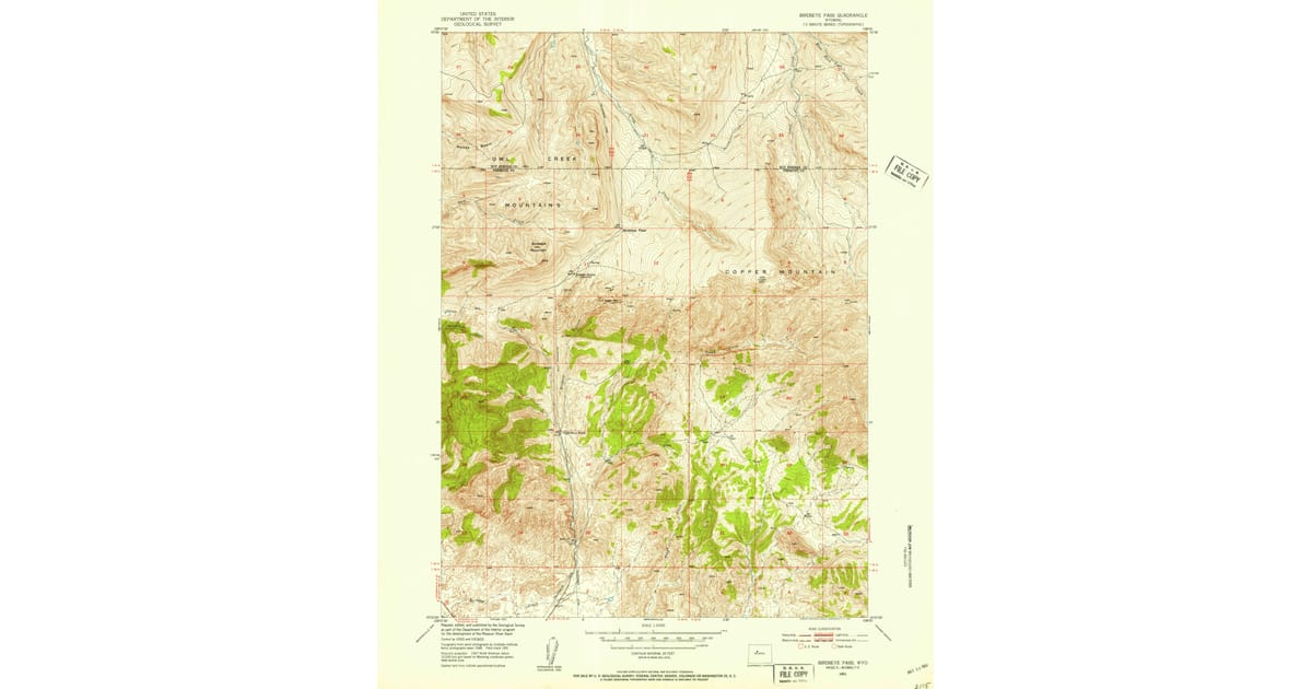 1951 Map of Birdseye Pass, Fremont County, WY — High-Res | Pastmaps