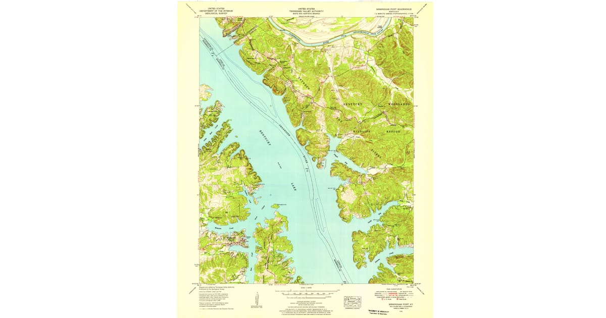 1955 Map of Birmingham Point, Lyon County, KY — High-Res | Pastmaps