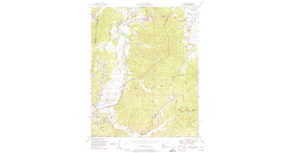 1950 Map of Bishop, Colbert County, AL — High-Res | Pastmaps