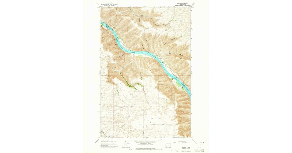 1964 Map of Bishop, Garfield County, WA — High-Res | Pastmaps