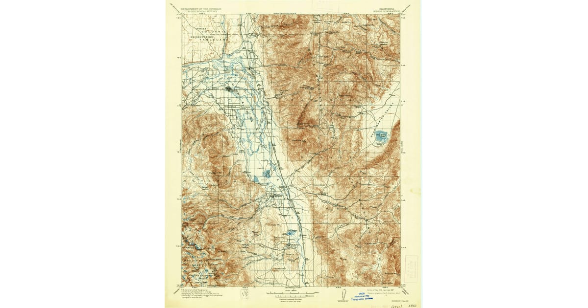 1913 Map of Bishop, CA — High-Res, 1937 Print | Pastmaps