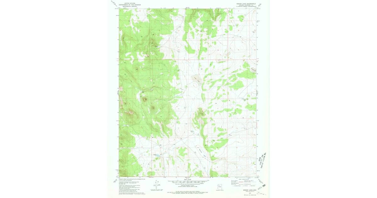 1981 Map of Bishop Lake, Coconino County, AZ — High-Res | Pastmaps