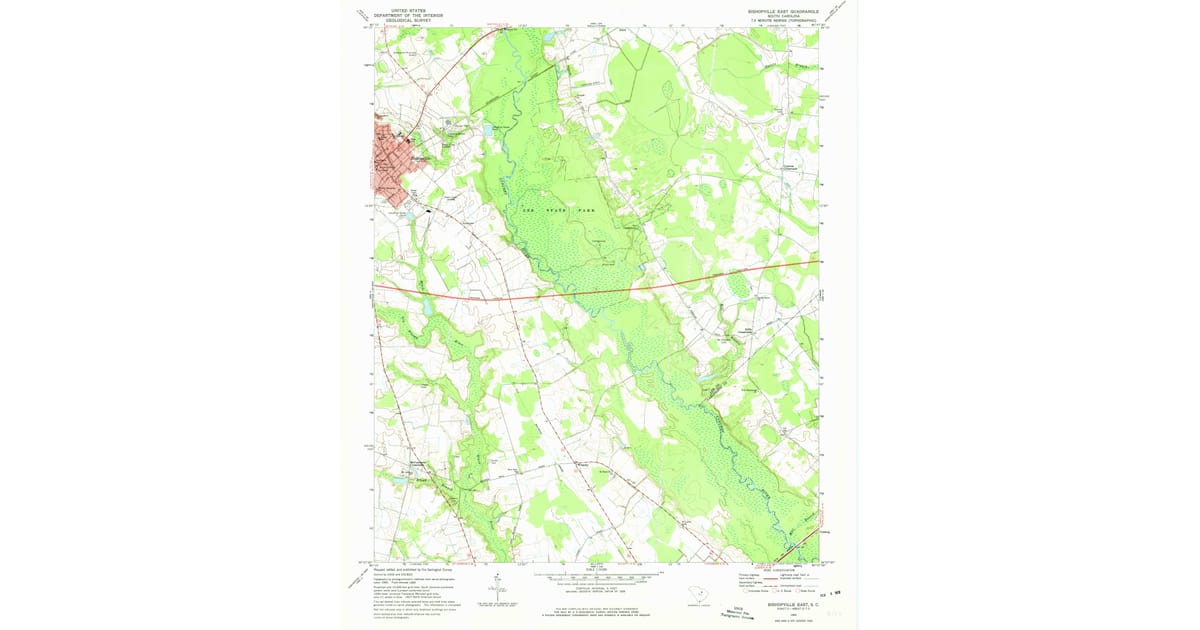 1969 Map of Bishopville East, Lee County, SC — High-Res | Pastmaps