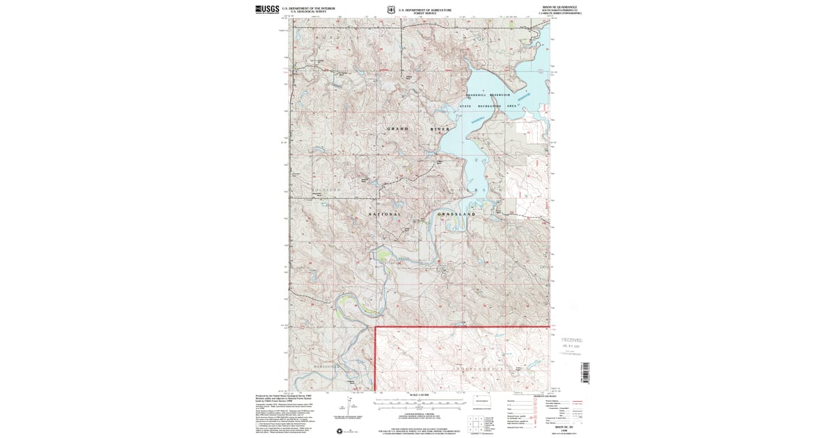 1998 Map of Bison NE, Perkins County, SD — High-Res | Pastmaps