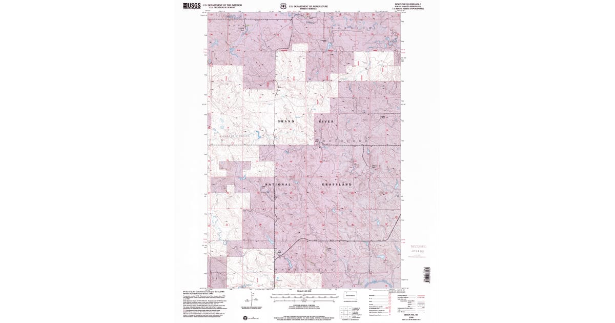 1998 Map of Bison NW, Perkins County, SD — High-Res | Pastmaps