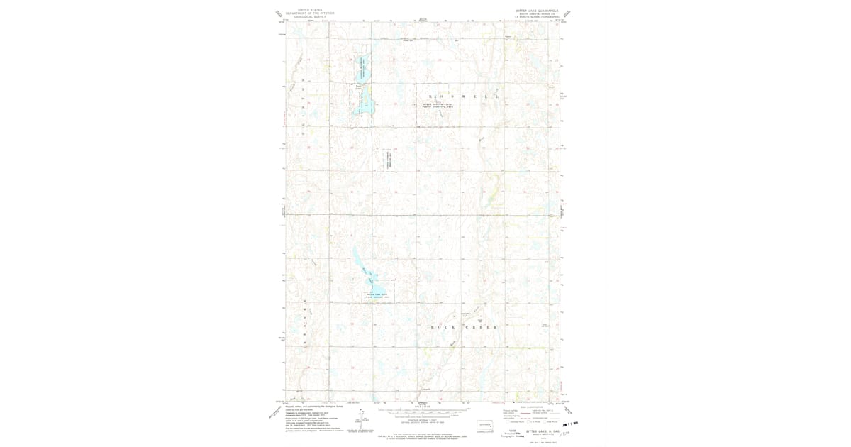 1973 Map of Bitter Lake, Miner County, SD — High-Res | Pastmaps
