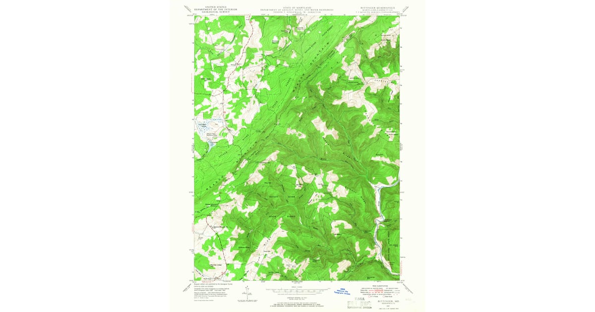 1947 Map of Bittinger, Garrett County, MD — High-Res | Pastmaps