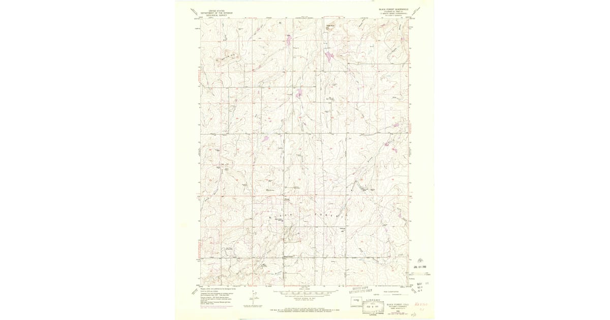 1954 Map of Black Forest, CO — High-Res, 1971 Print | Pastmaps