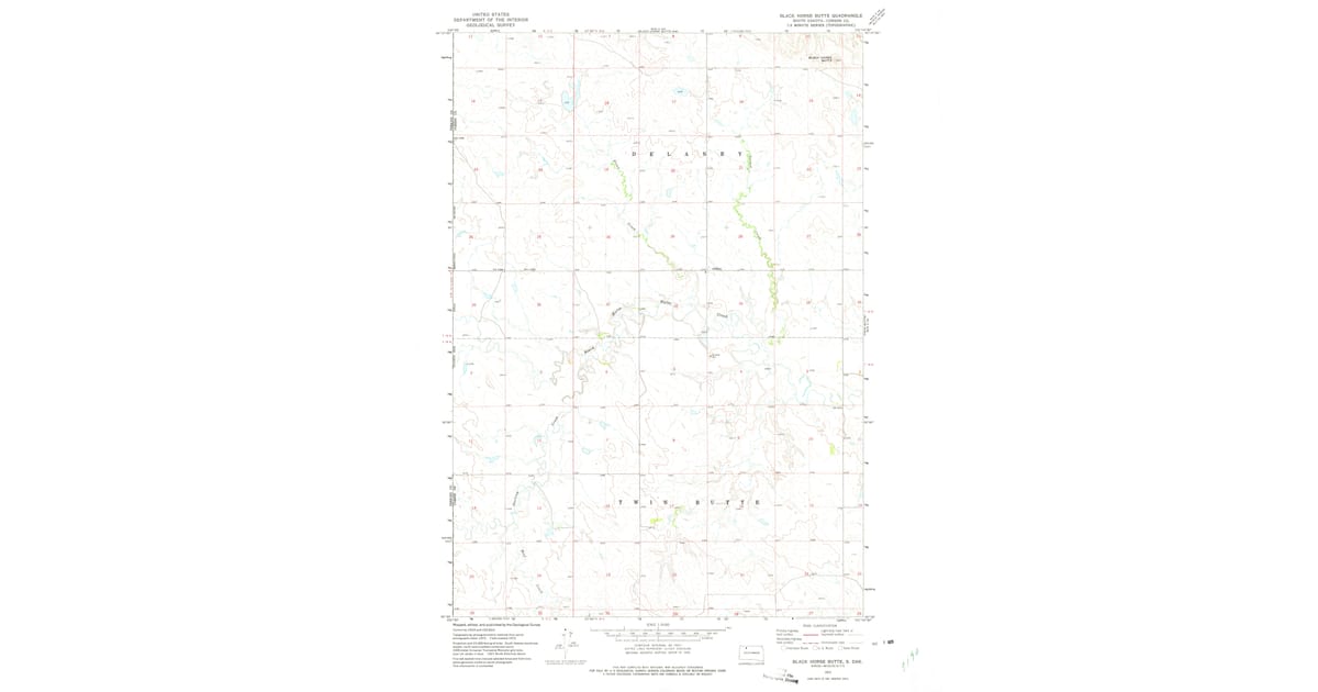 1972 Map of Black Horse Butte, Corson County, SD — High-Res | Pastmaps