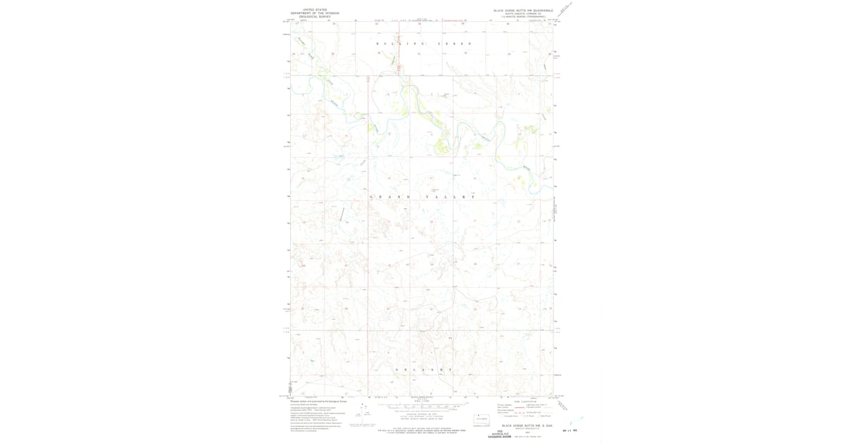 1972 Map of Black Horse Butte NW, Corson County, SD — High-Res | Pastmaps
