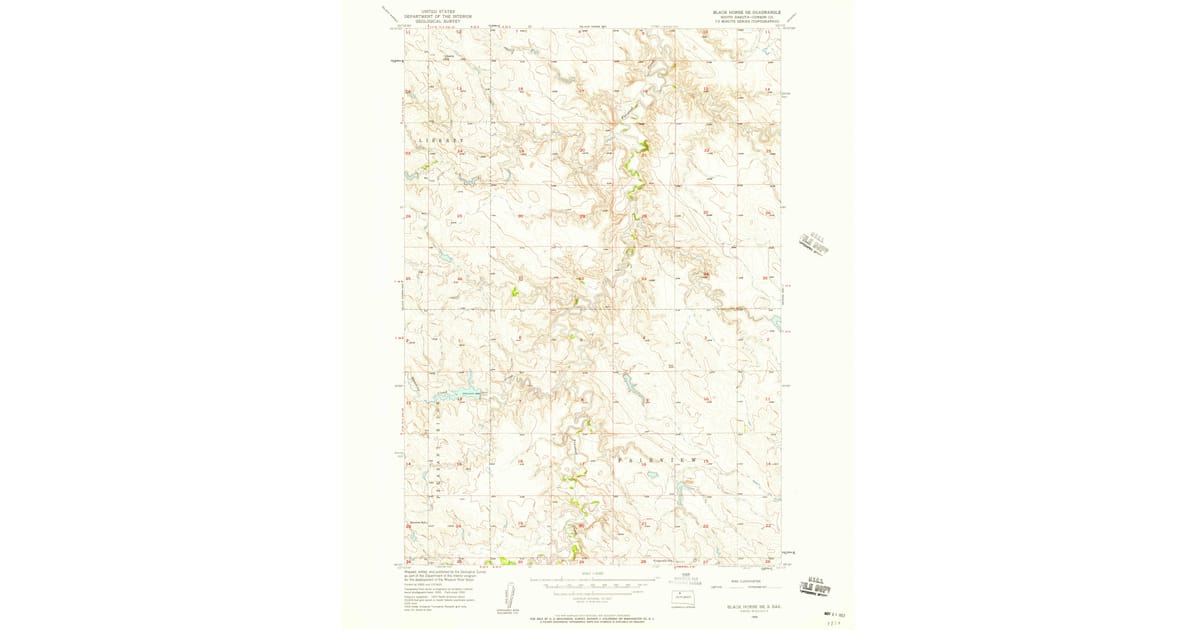 1956 Map of Black Horse SE, Corson County, SD — High-Res | Pastmaps