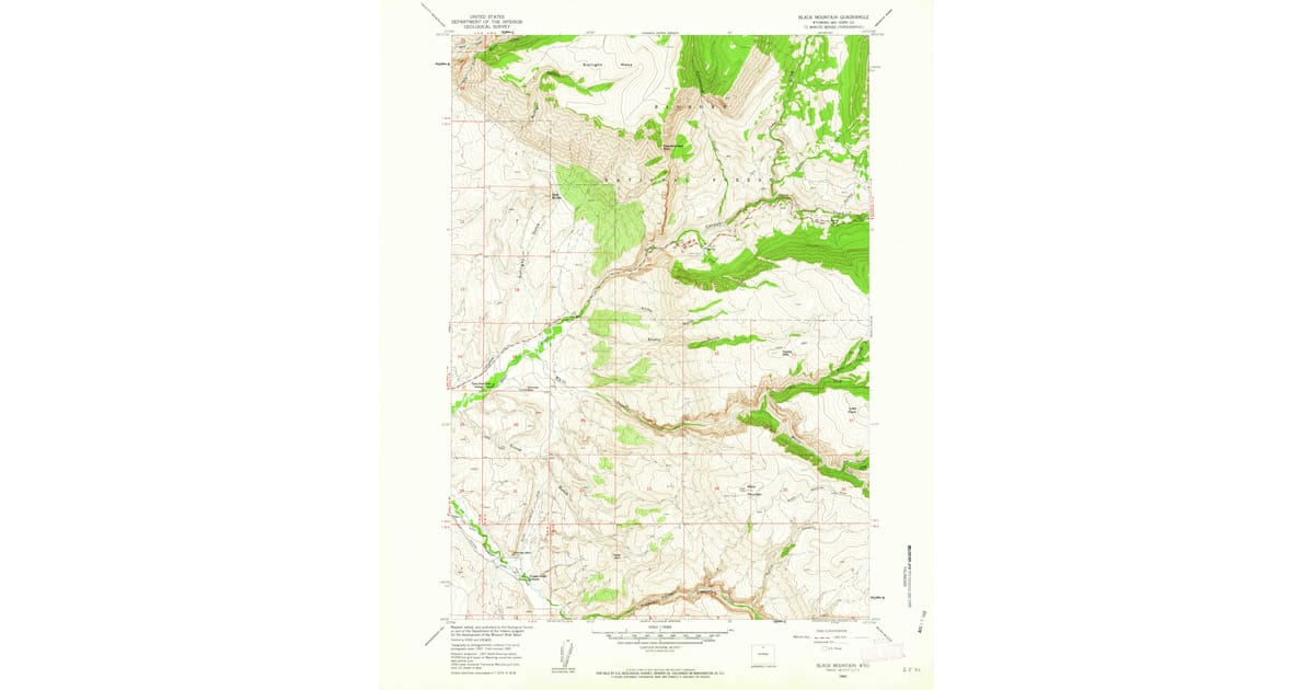 1960 Map of Black Mountain, Big Horn County, WY — High-Res | Pastmaps