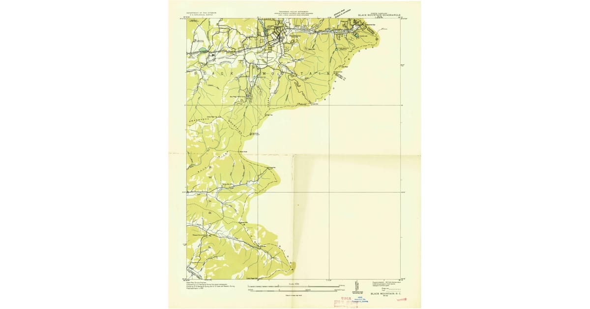 1935 Map of Black Mountain, NC — High-Res | Pastmaps