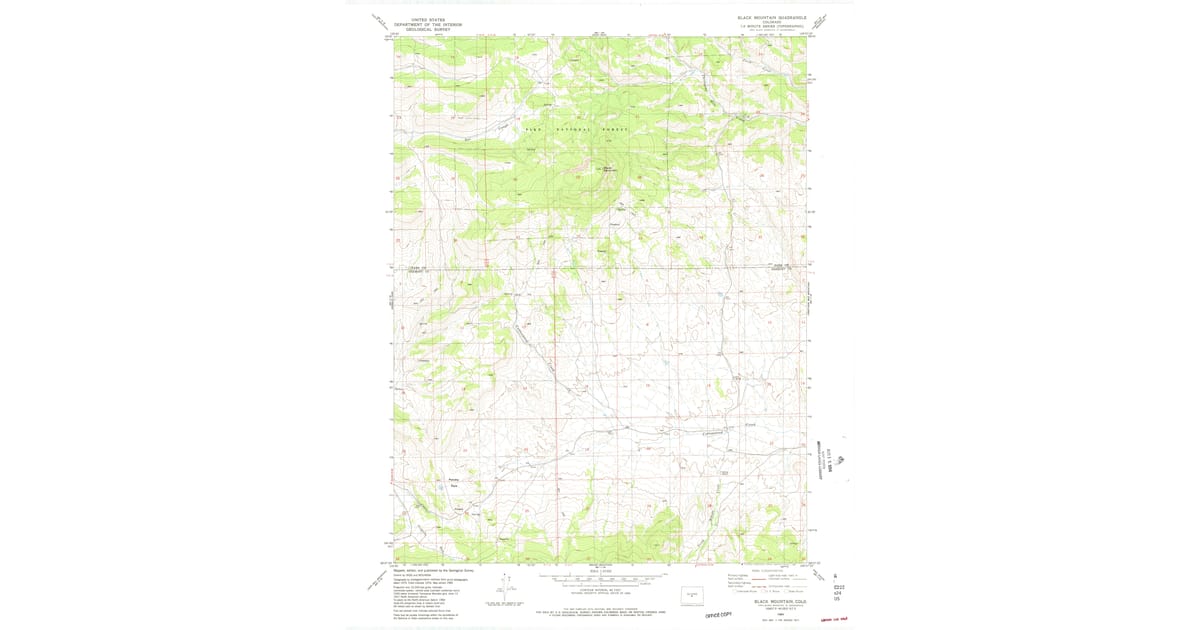 1983 Map of Black Mountain, Fremont County, CO — High-Res | Pastmaps