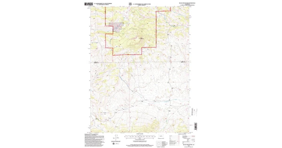 1994 Map of Black Mountain, Fremont County, CO — High-Res | Pastmaps